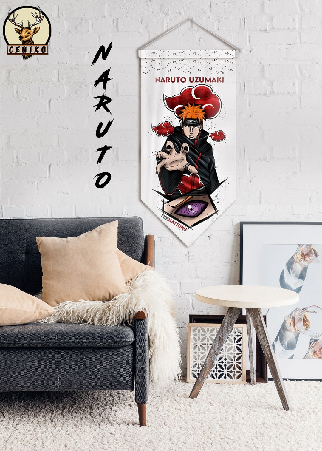 Big Size Anime Hanging Pennant Flag, Anime Wall Art, Anime Saten Fabric ...