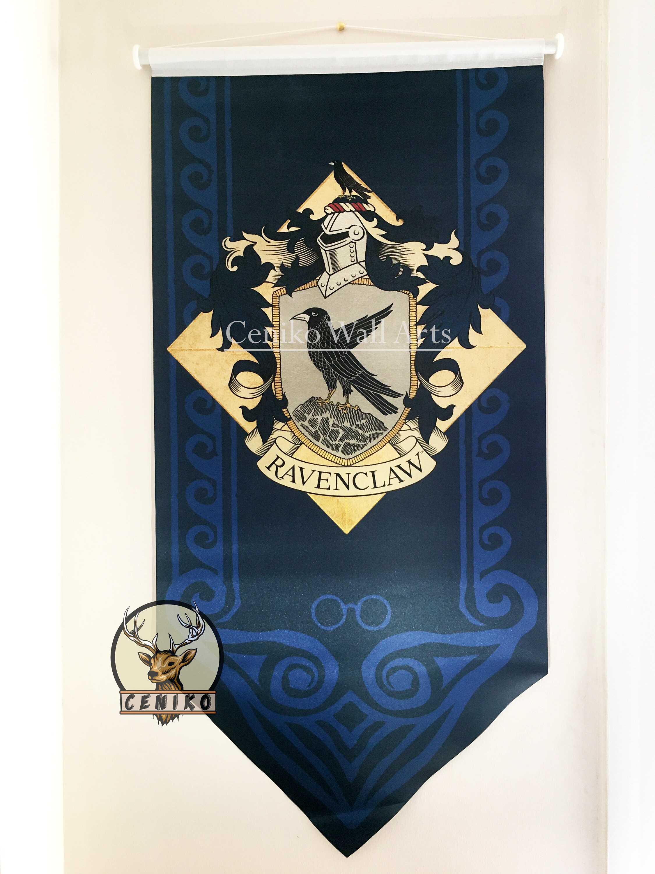 Ravenclaw Hogwarts Flag, Ravenclaw Design Flama/ Flag Harry Potter Flag ...