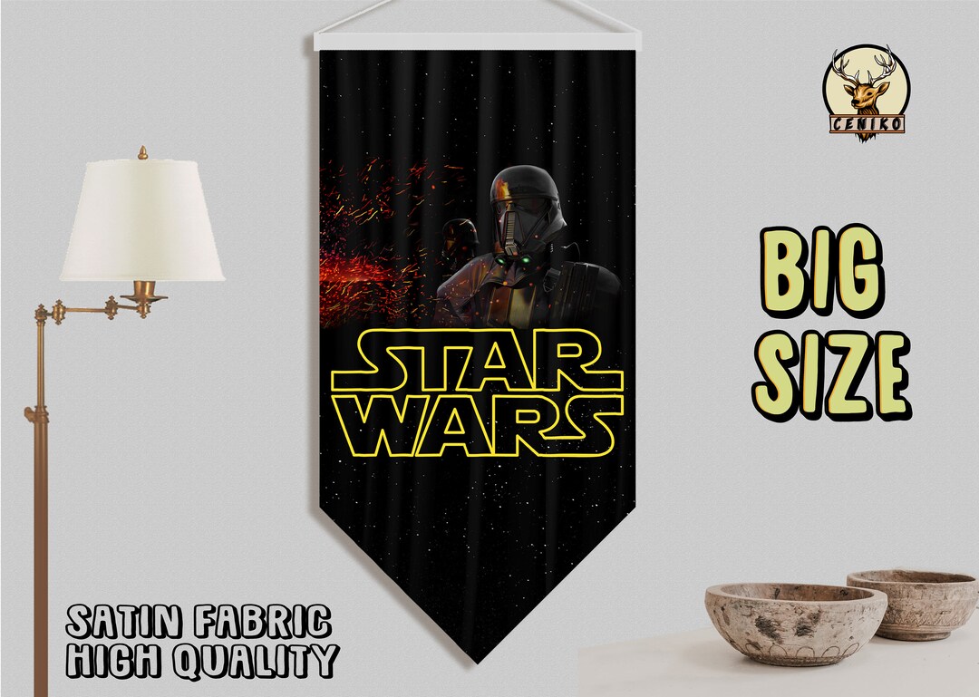 Star Wars Hanging Flag, Star Wars Pennant, Star Wars Saten Fabric Wall ...