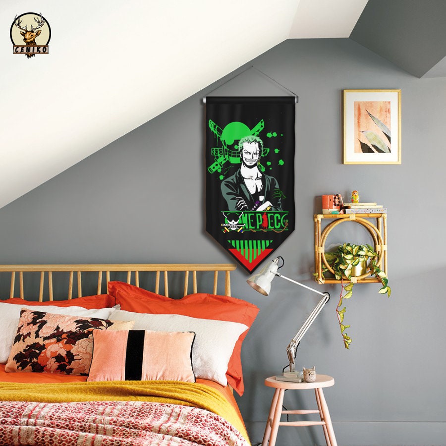 Big Size One Piece Hanging Pennant Flag, One Piece Anime Wall Art, One ...