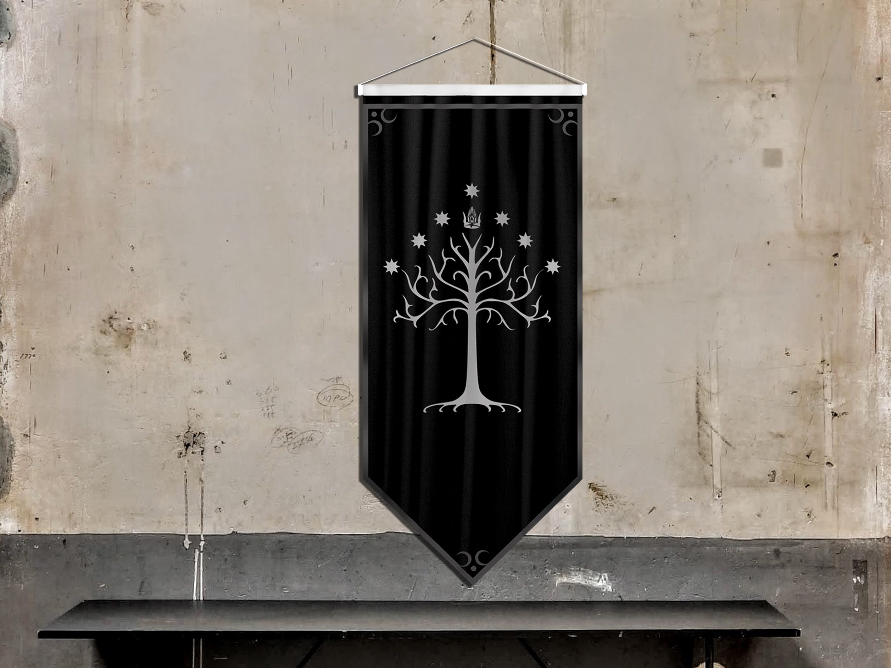 LOTR Gondor Pennant Flag, LOTR Gondor Hanging Satin Flag, Big Size Lotr ...