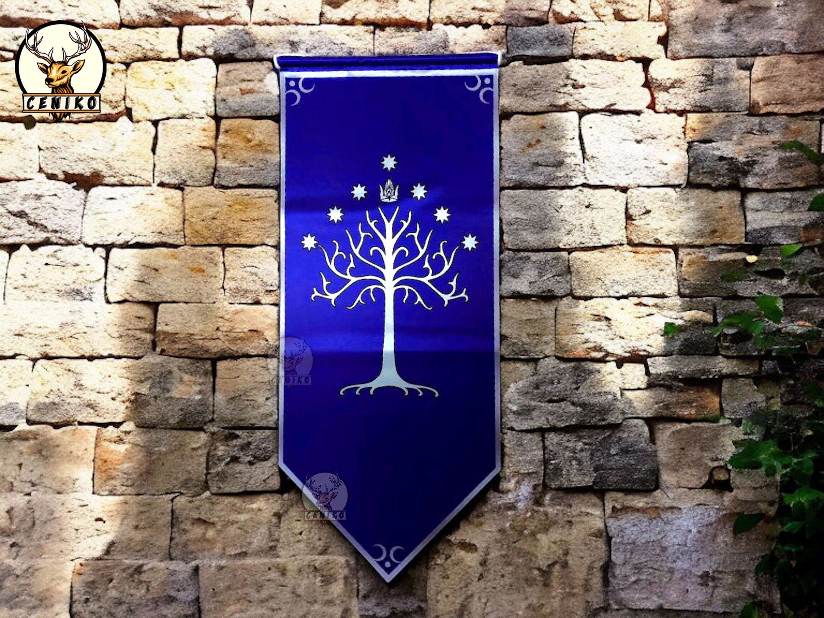 LOTR Gondor Pennant Flag, LOTR Gondor Symbol Hanging Satin Flag, Big ...