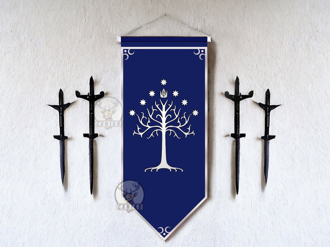 LOTR Gondor Pennant Flag, LOTR Gondor Symbol Hanging Satin Flag, Big ...