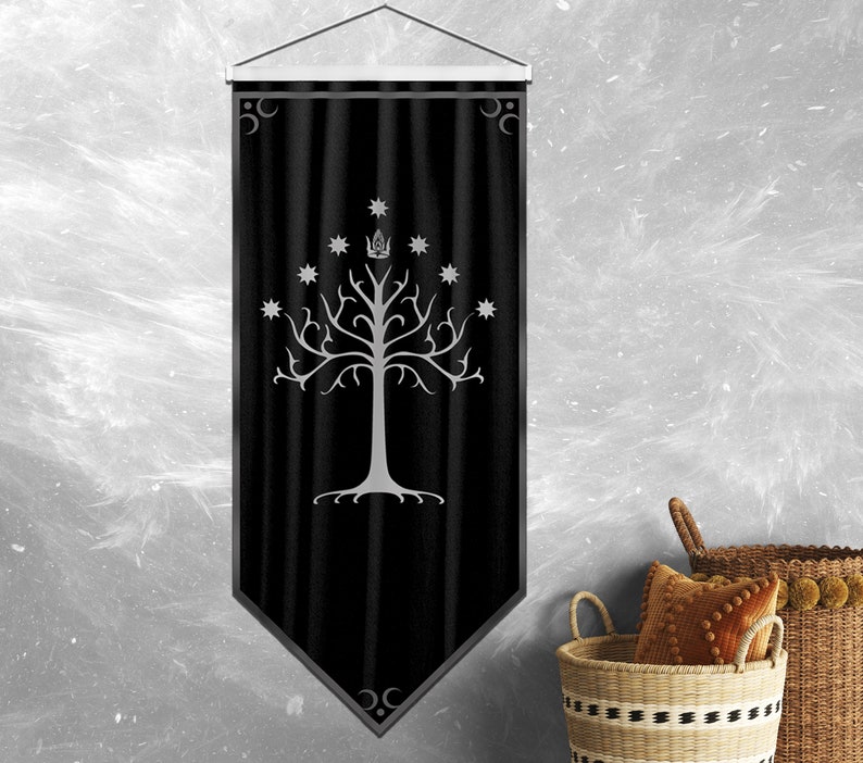 LOTR Gondor Pennant Flag, LOTR Gondor Hanging Satin Flag, Big Size Lotr ...