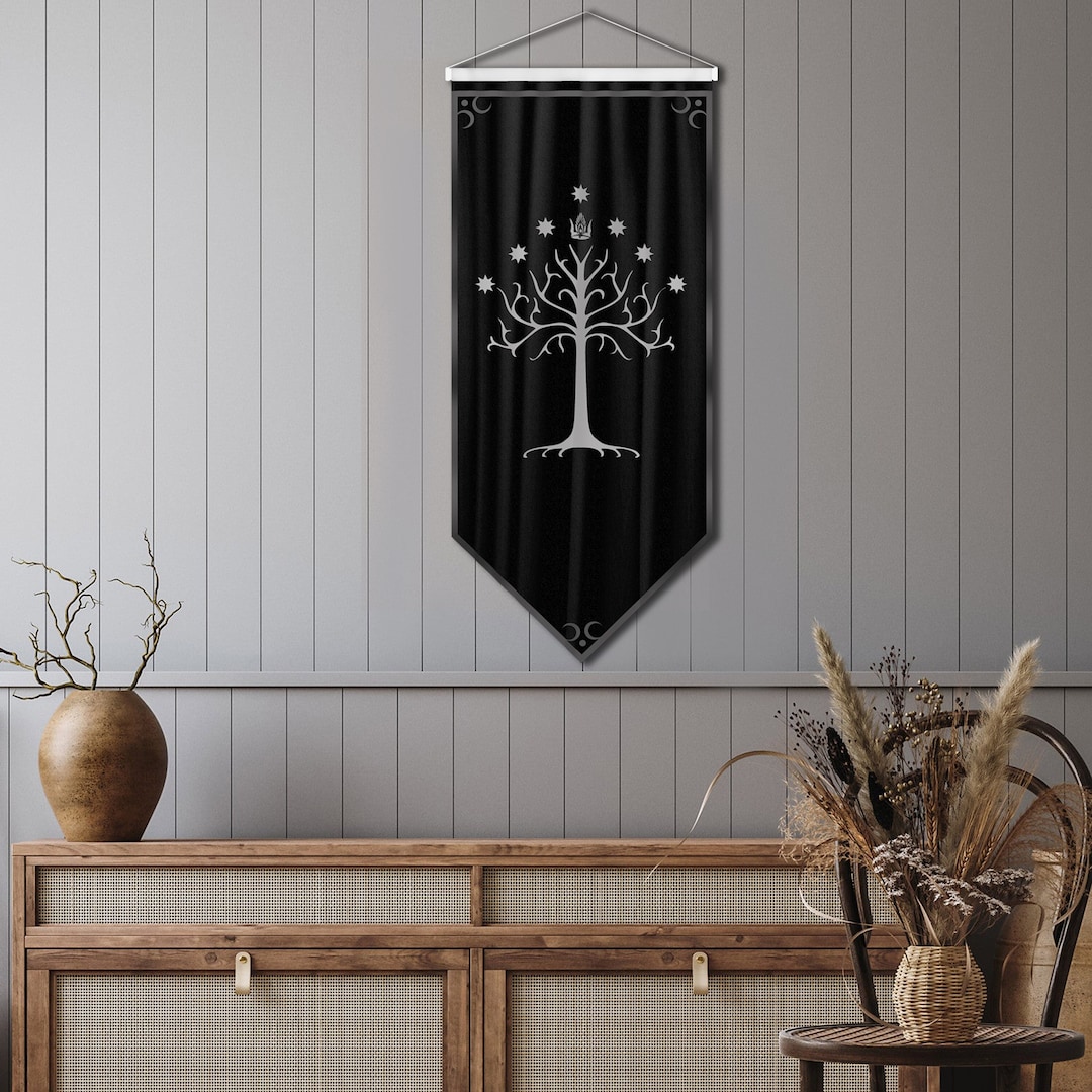 LOTR Gondor Pennant Flag, LOTR Gondor Hanging Satin Flag, Big Size Lotr ...