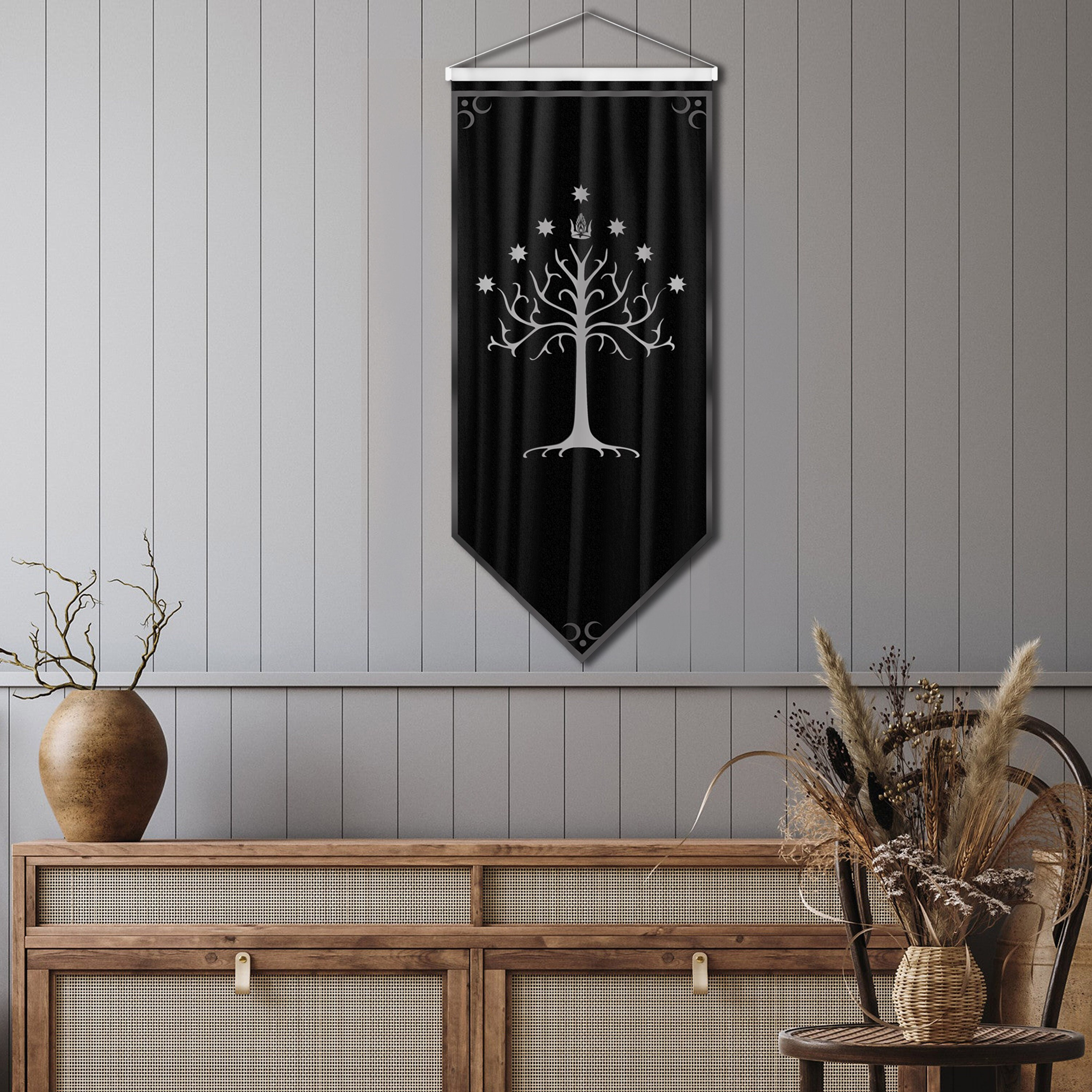 LOTR Gondor Pennant Flag, LOTR Gondor Hanging Satin Flag, Big Size Lotr ...