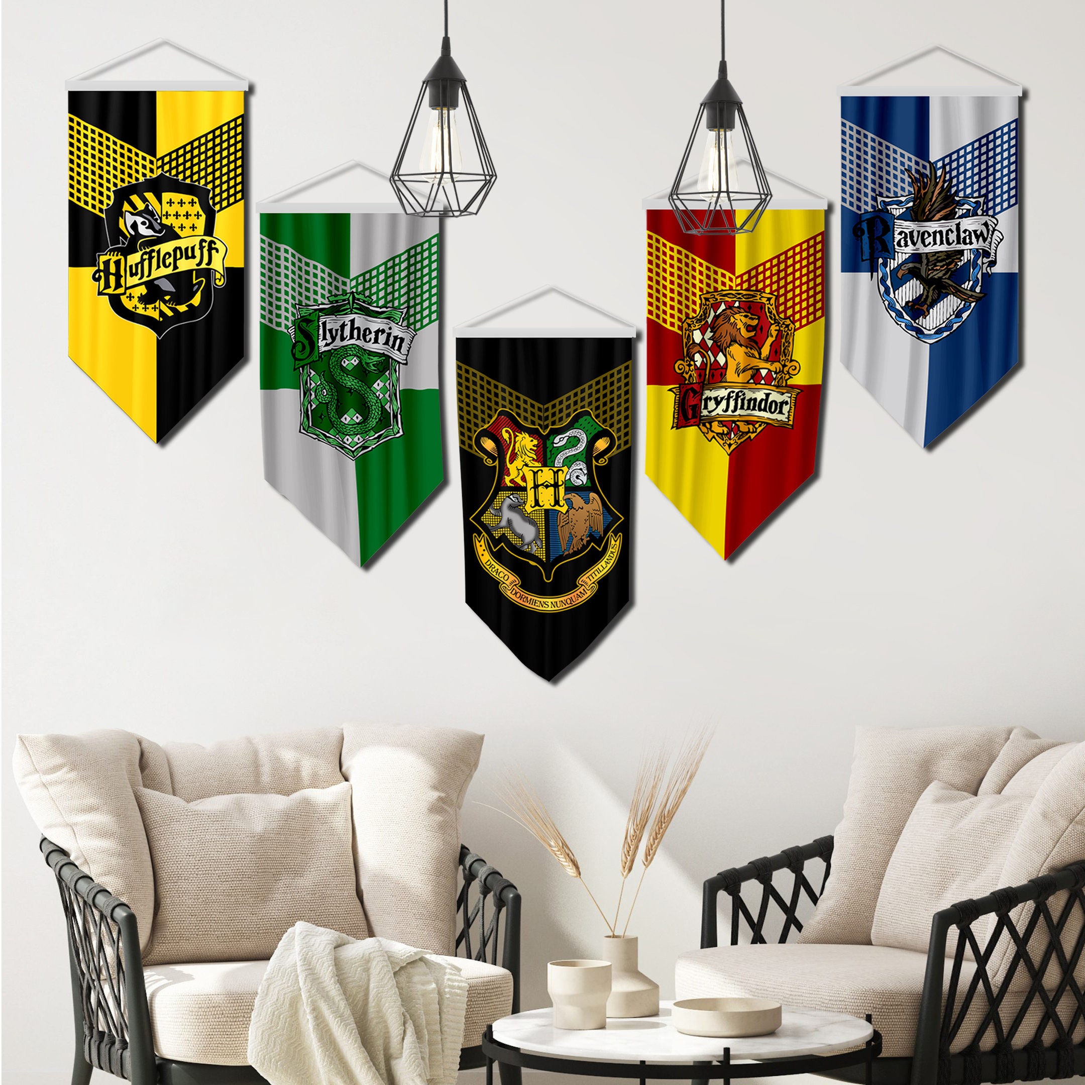 New Design Harry Potter 5 Pieces Hanging Flags Gryffindor - Etsy