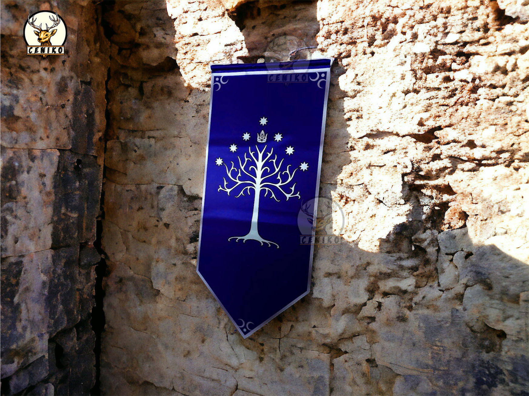 LOTR Gondor Pennant Flag, LOTR Gondor Symbol Hanging Satin Flag, Big ...
