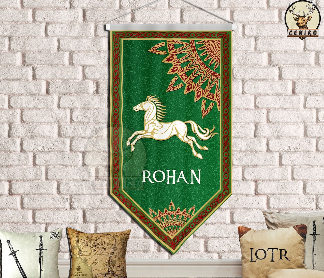 LOTR Rohan Pennant Flag, LOTR Rohan Hanging Satin Flag, Big Size Lotr ...