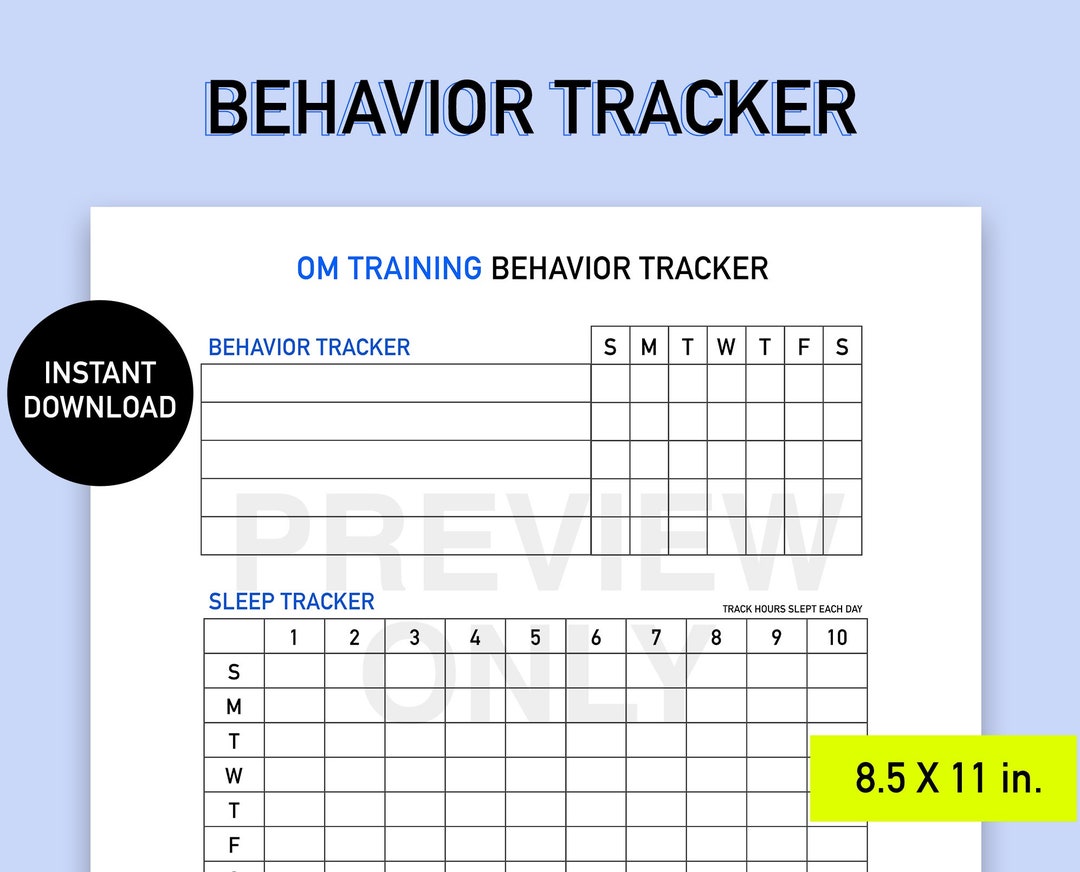 Weekly Behavior Tracker, Sleep Tracker, Stress Symptoms Tracker, and ...