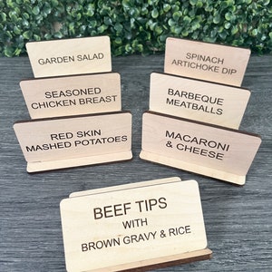 Engraved Wooden Food Labels, Food Labels, Party Decor, Buffet Decor ...