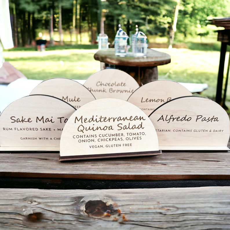 Food Labels, Buffet Labels, Wooden Food Labels, Buffet Sigs, Wedding ...