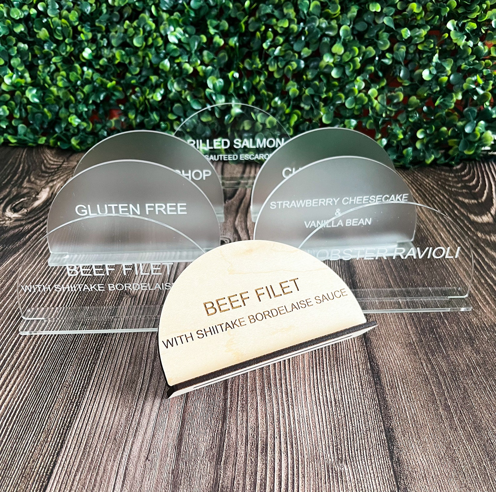 Arch Acrylic Food Labels: Buffet Menu Signs, Event Wedding Catering ...