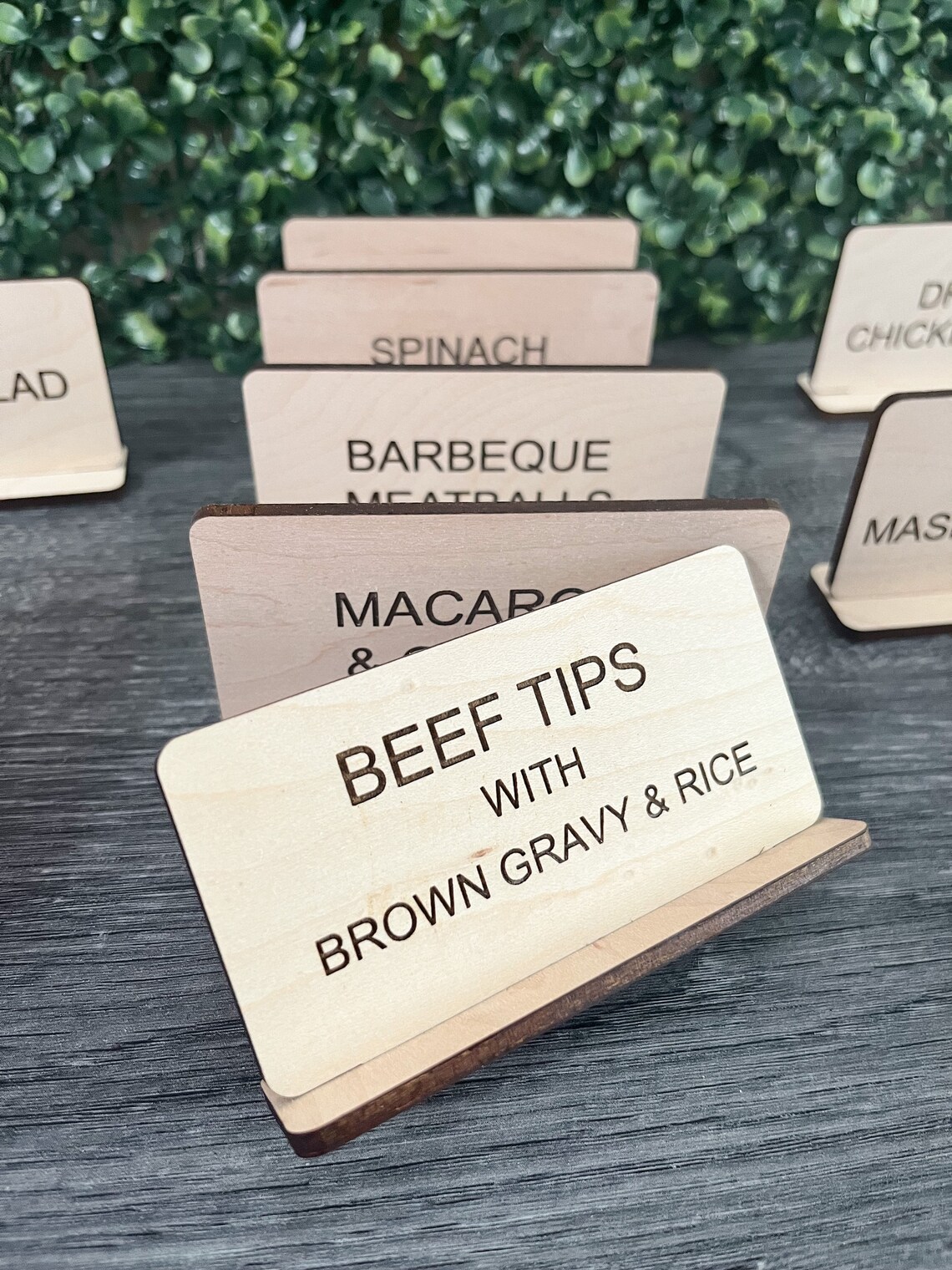 Engraved Wooden Food Labels, Food Labels, Party Decor, Buffet Decor ...