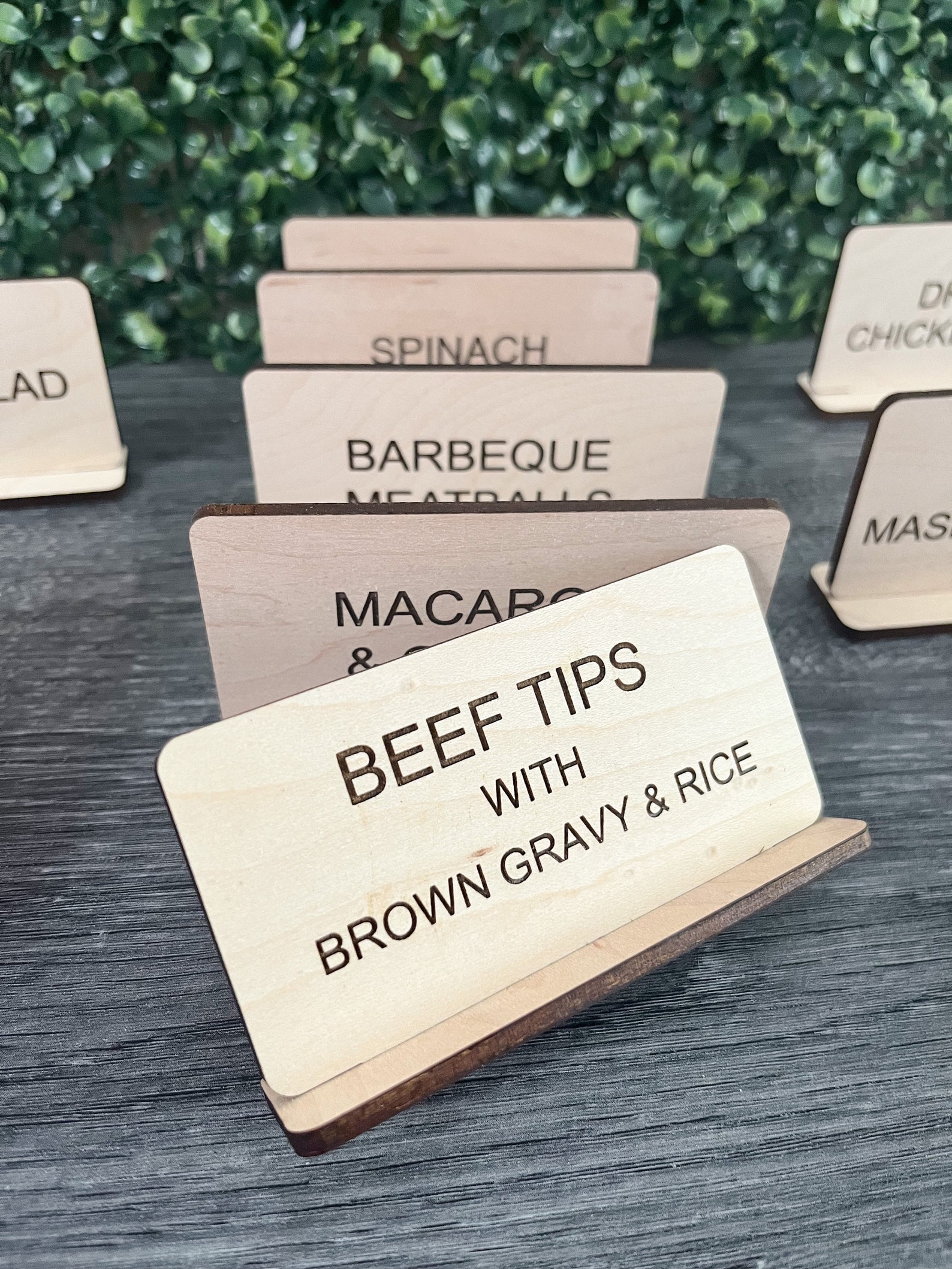 Engraved Wooden Food Labels, Food Labels, Party Decor, Buffet Decor ...