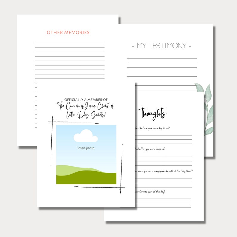 Baptism Memory Book LDS Printable Baptism Book Baptism Journal LDS ...