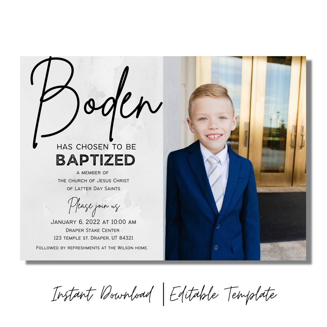 Boys Baptism Invitation LDS Baptism Invitation Instant Download ...