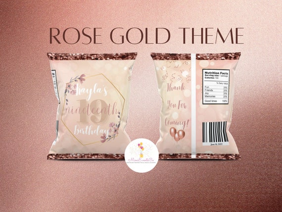 Custom Rose Gold Chip Bag Party Favor Personalized Chip - Etsy Australia