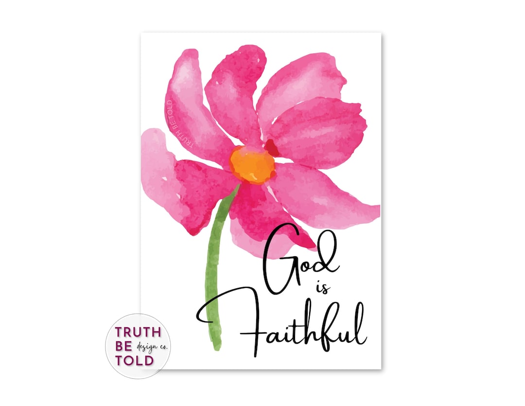 God is Faithful Encouragement Greeting Card, Comfort Card, Pink ...