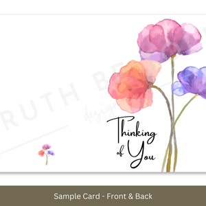 Thinking of You Printable Greeting Card With Colorful Watercolor ...