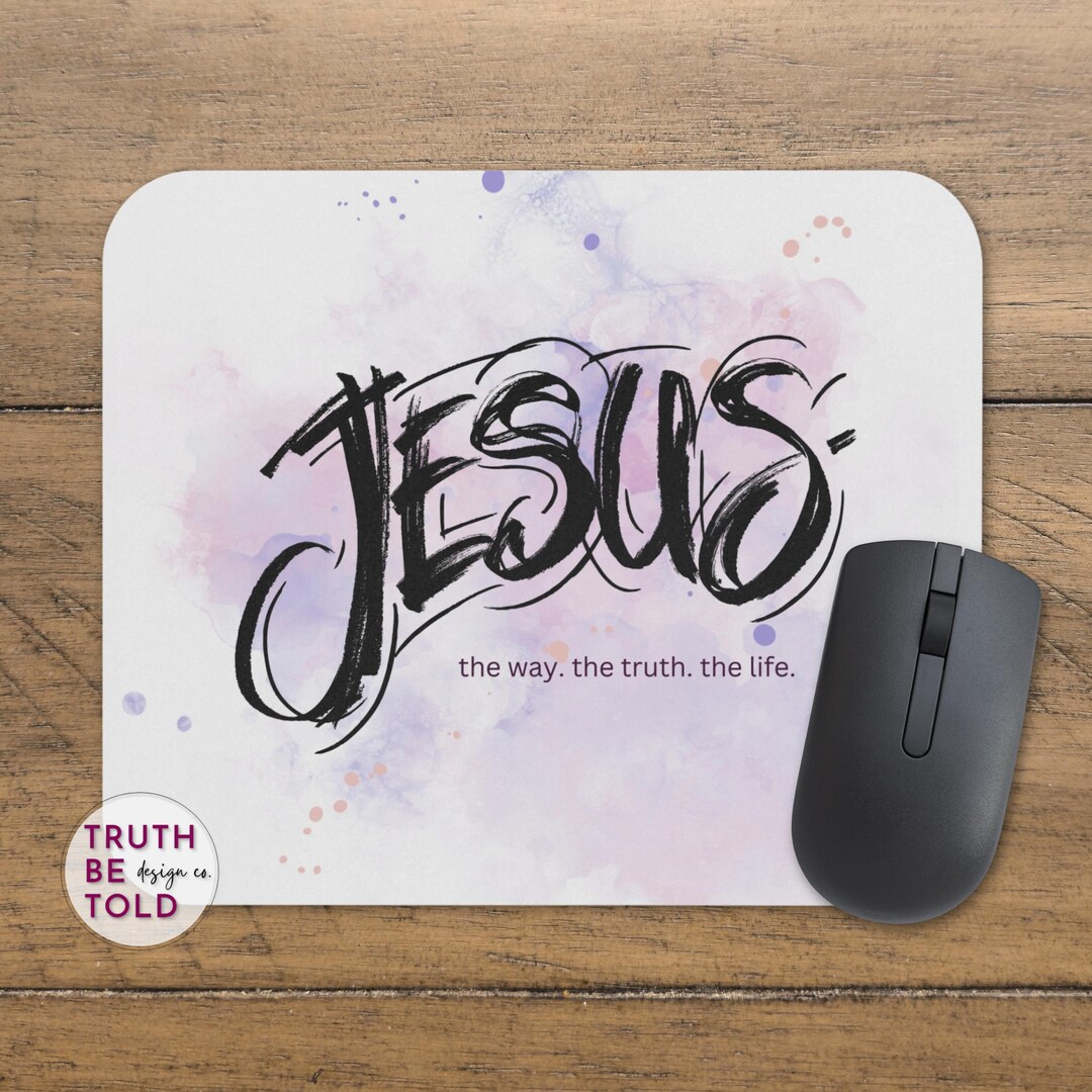 Jesus Mousepad, Religious Desk Mat, Purple Watercolor Office Decor ...