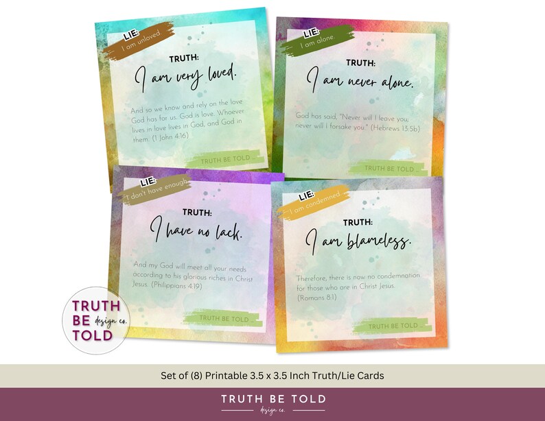 Identity in Christ Scripture Card Set: Watercolor Truth Affirmations ...