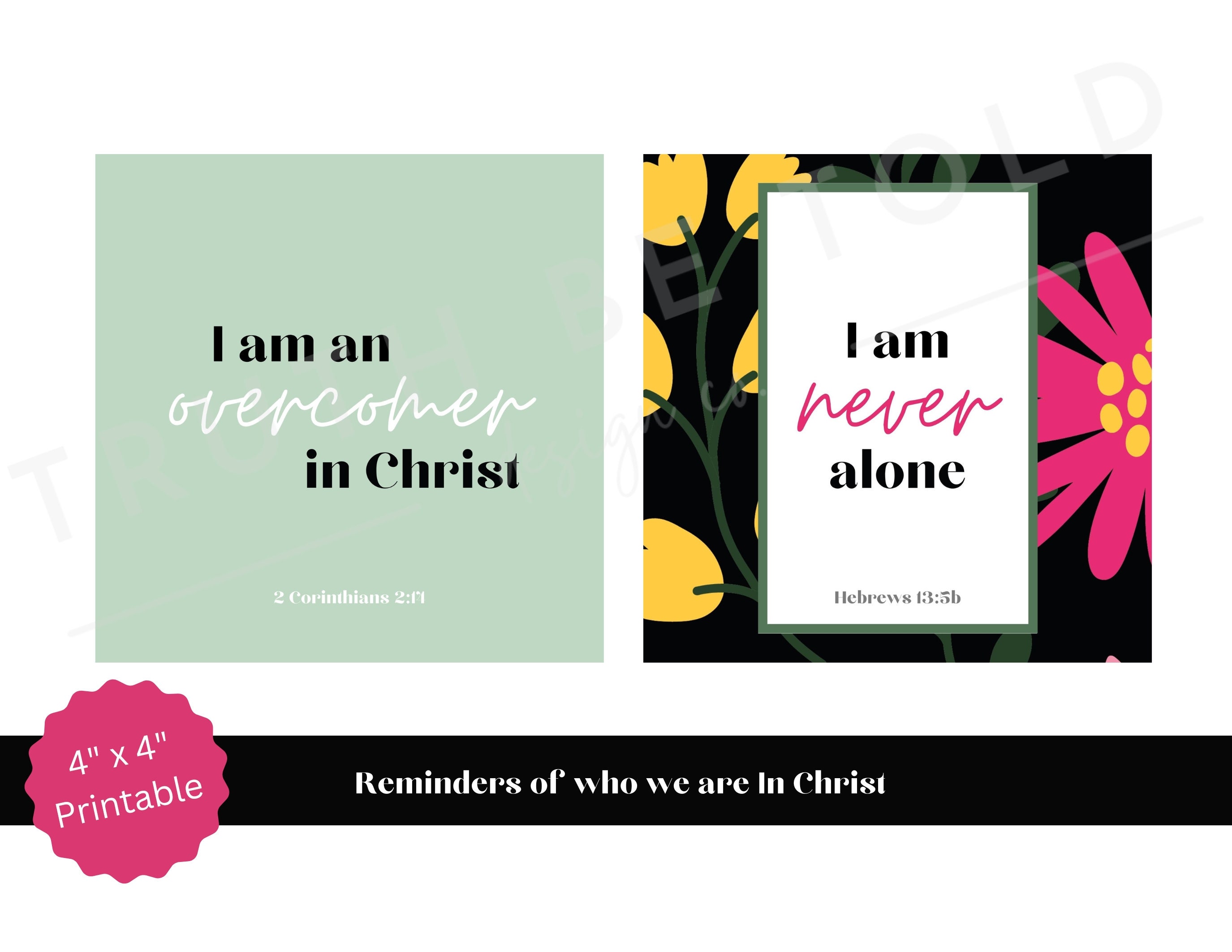16 Identity in Christ Scripture Cards With Colorful Floral Patterns ...