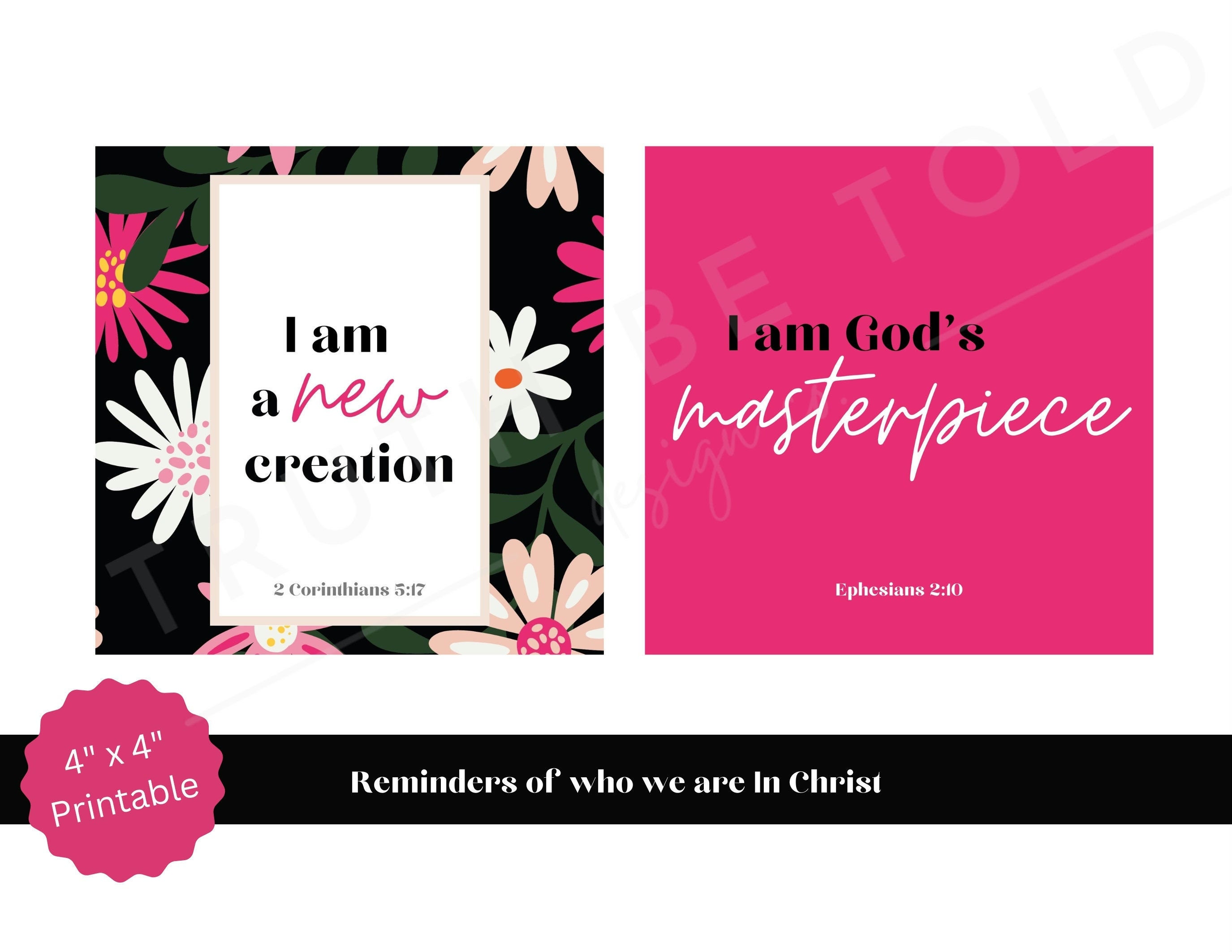 16 Identity in Christ Scripture Cards With Colorful Floral Patterns ...