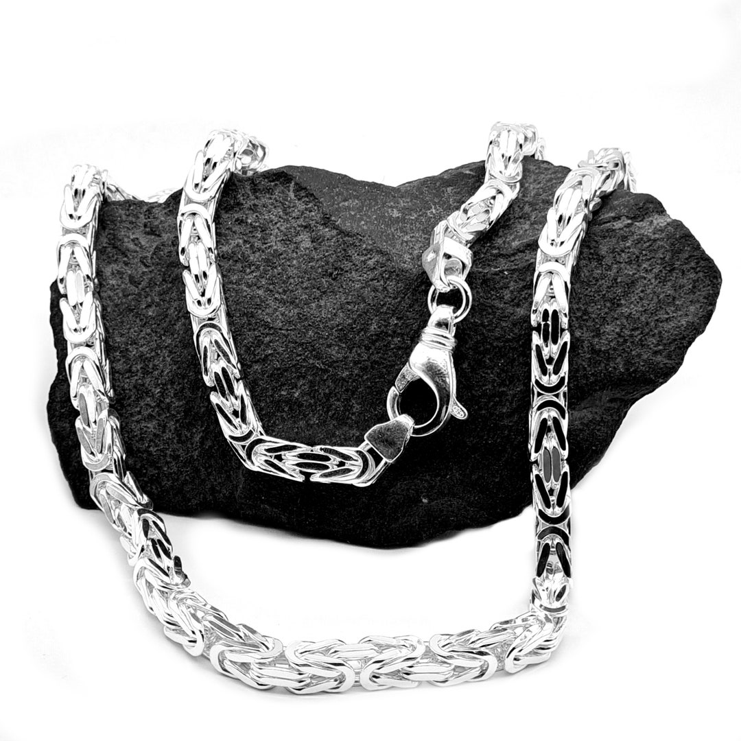 Byzantine Chain 925 Sterling Silver King Chain, Silver, Men's Chain ...