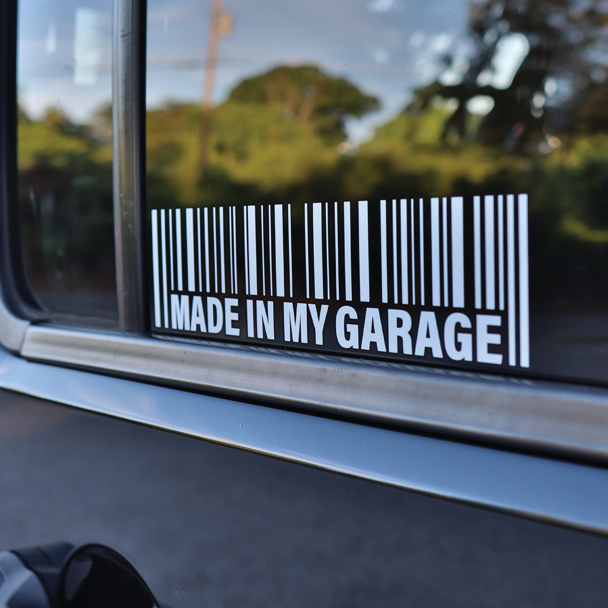 Made in My Garage Barcode Decal - Etsy