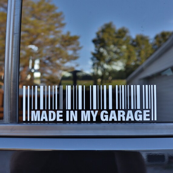 Made in My Garage Barcode Decal | Etsy