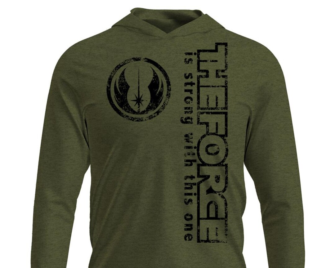 The Force Jedi Distressed Logo OD Green Long Sleeve Lightweight T-shirt ...