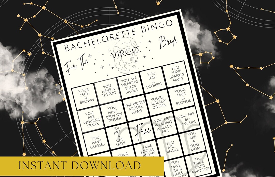 Virgo Bachelorette Bingo Printable Games, Astrology Bachelorette ...