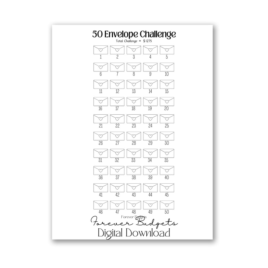 50 Envelope Savings Challenge/ Tracker (DIGITAL ONLY) - Etsy