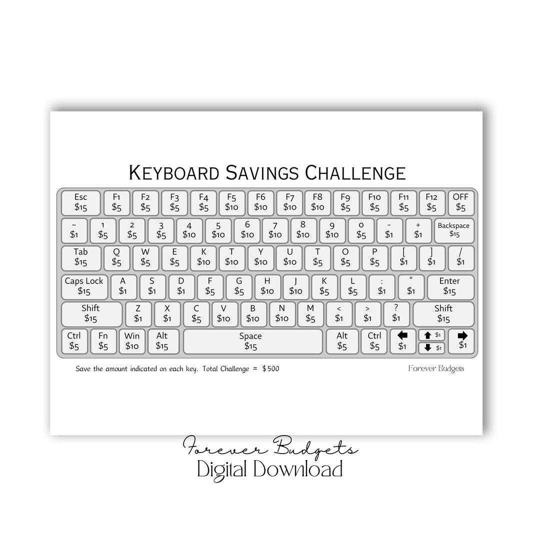 500 Keyboard Savings Challenge/ Tracker (DIGITAL ONLY) - Etsy