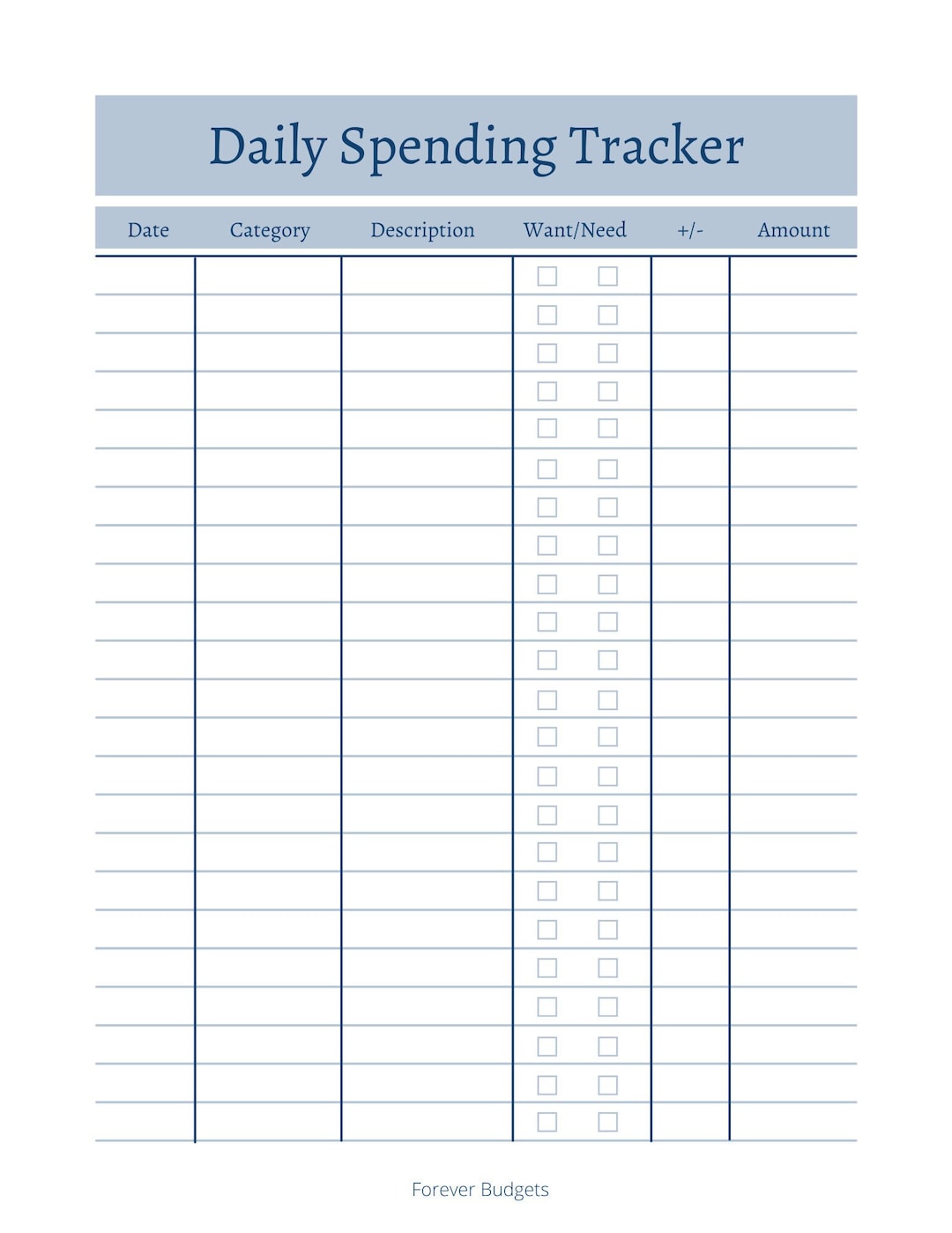 Daily Spending Tracker (digital Product ONLY) - Etsy