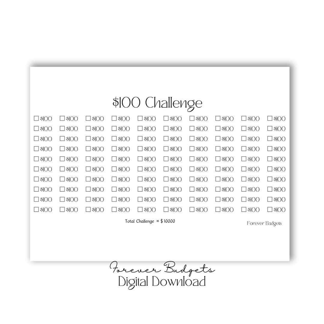 100 Dollar Savings Challenge/ Tracker (DIGITAL ONLY) - Etsy