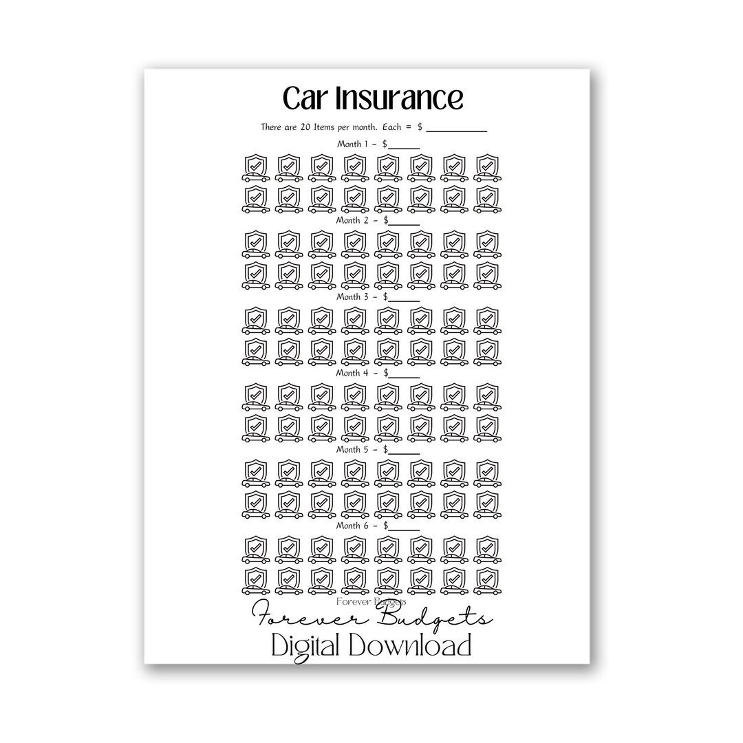 Car Insurance 6 Months Ahead A6 Savings Challenge/ Tracker (DIGITAL ...