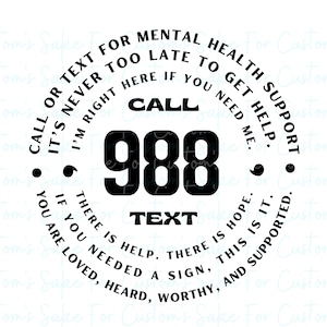 988 Hotline, SVG, PNG, Mental Health Awareness, Its Ok to Not Be Okay ...