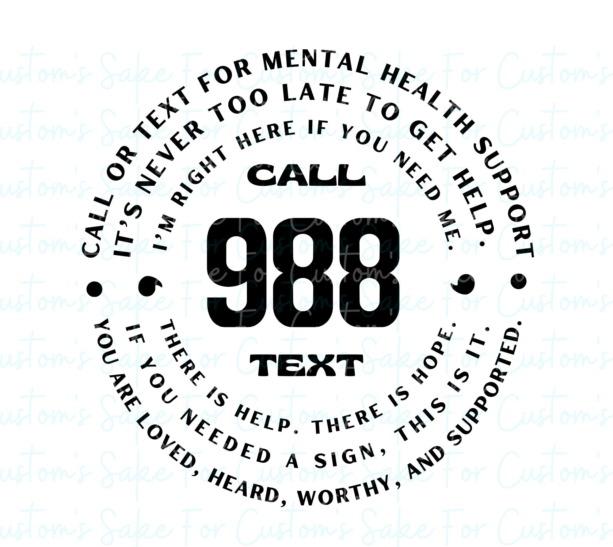 988 Hotline SVG PNG Mental Health Awareness Its Ok to Not - Etsy