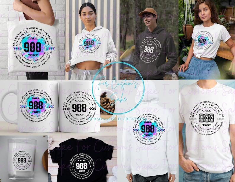 988 Hotline, SVG, PNG, Mental Health Awareness, Its Ok to Not Be Okay ...