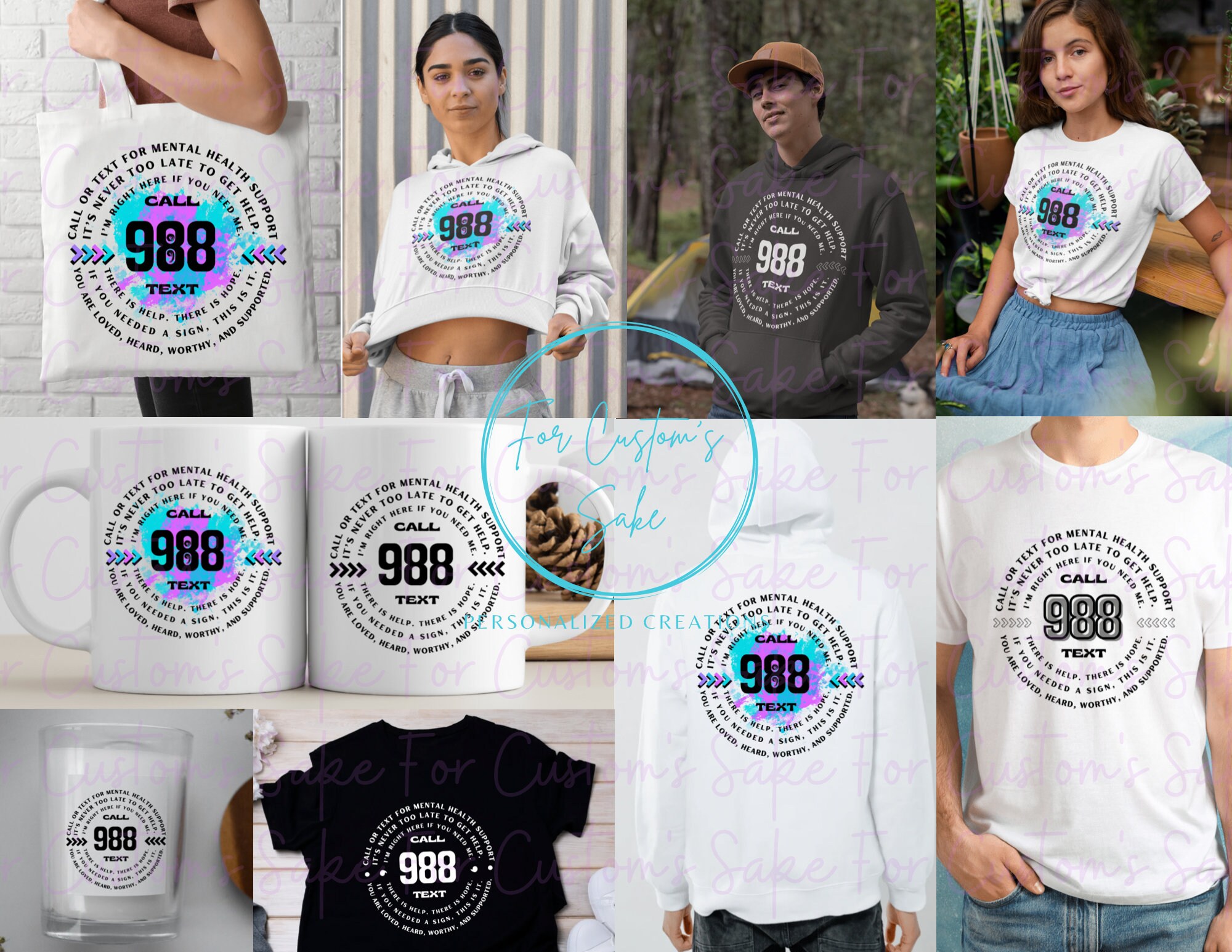 988 Hotline, SVG, PNG, Mental Health Awareness, Its Ok to Not Be Okay ...