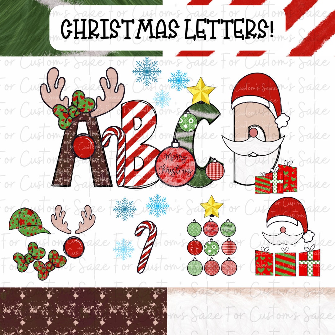 Christmas Alpha PNG, Christmas Themed Letters, Christmas Font ...