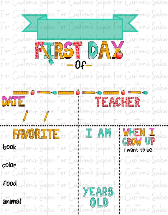 First Day Sign PNG First Day of School Sign School Board - Etsy