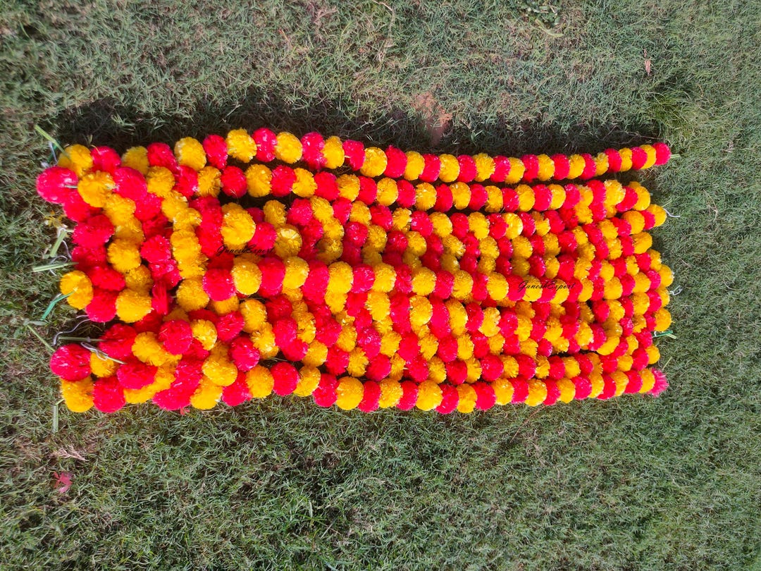 4.5 Feet Marigold Flowers Ethnic Party Decoration Window Hanging ...
