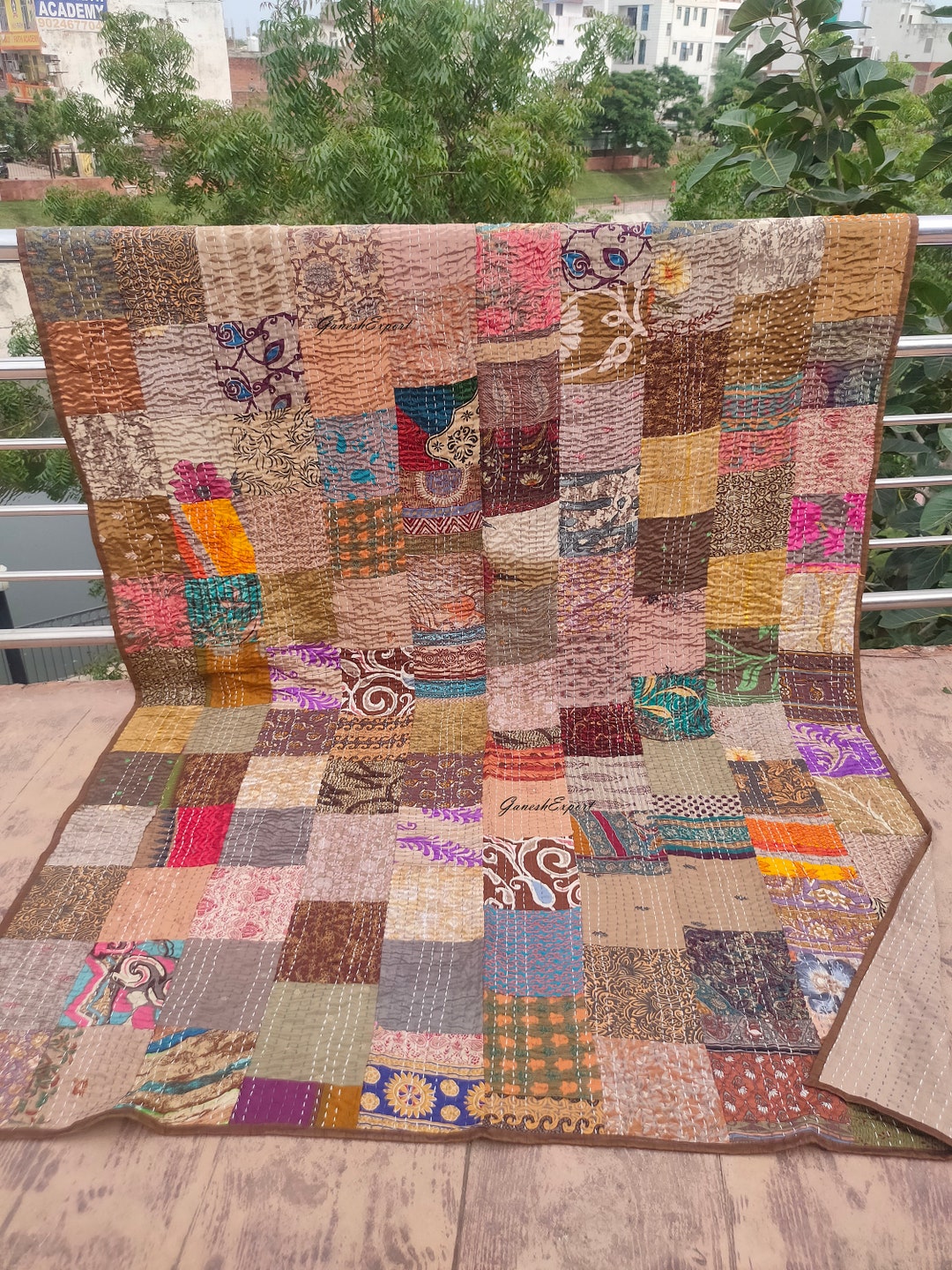 Bohemian Patchwork Quilt Kantha Quilt Handmade Vintage Quilts Queen ...
