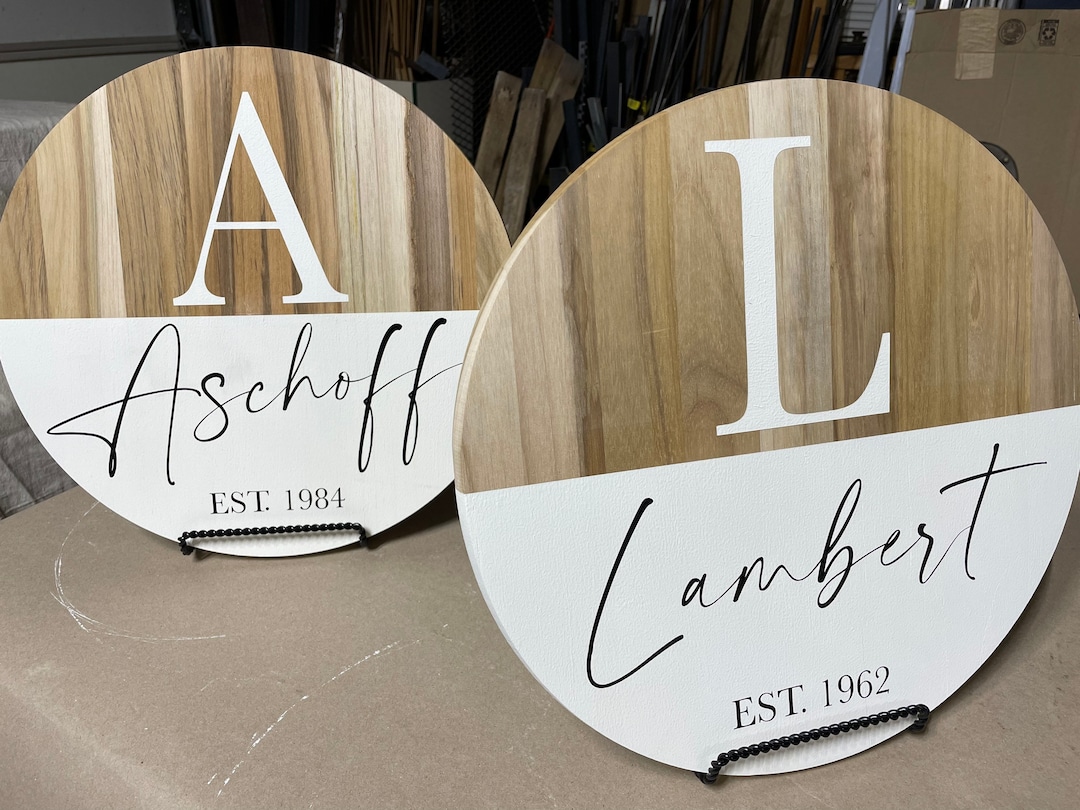 Teak Name Plate Display With Personalized Initials Perfect for Wedding ...