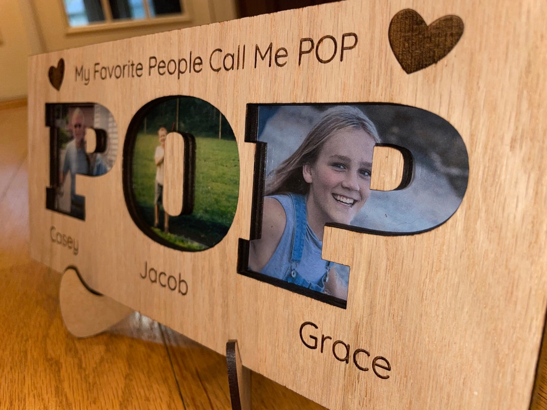 Picture Name Frame Laser Engraved POP, POPPY, GRAM, Grammy, Pop Pop - Etsy