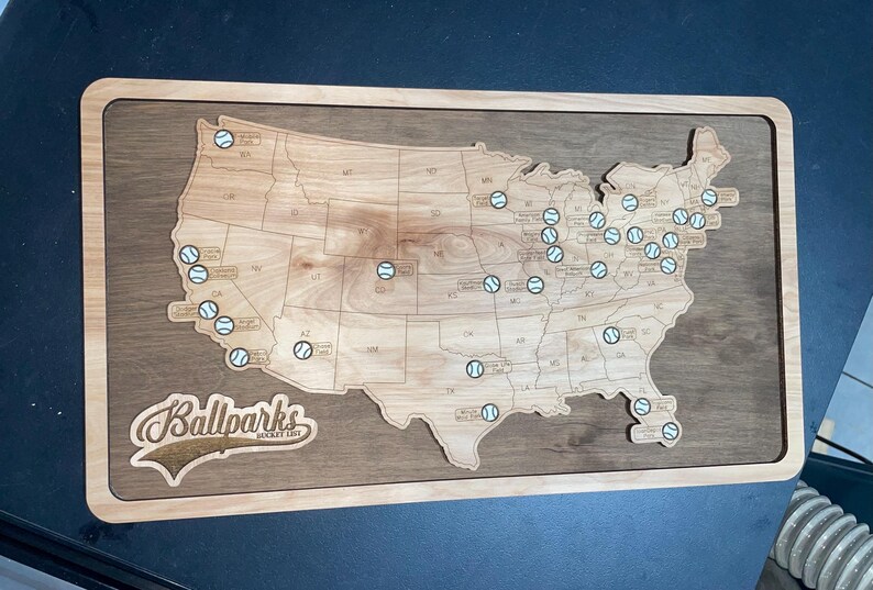 MBL Stadium Map, Baseball Stadium Map, Baseball Gift, Gift for Dad ...