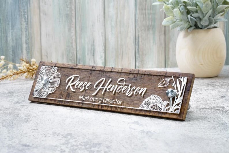 Desk Name Plate Acrylic and Wood - Etsy